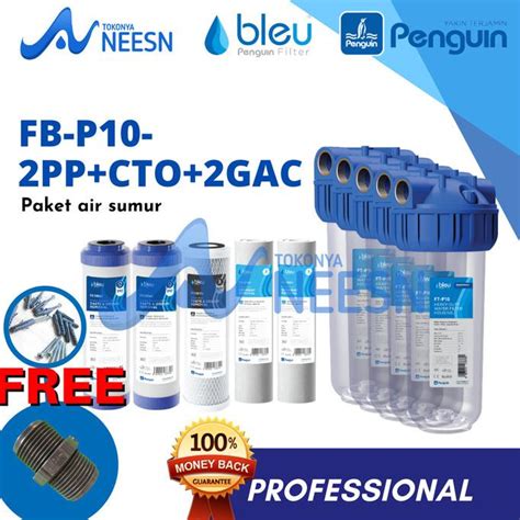 Jual Promo Paket Filter Air Sumur Tandon Toren Penguin FB 10 2PP CTO