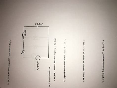 Solved For The Second Order Series RLC Circuit Shown In Fig Chegg
