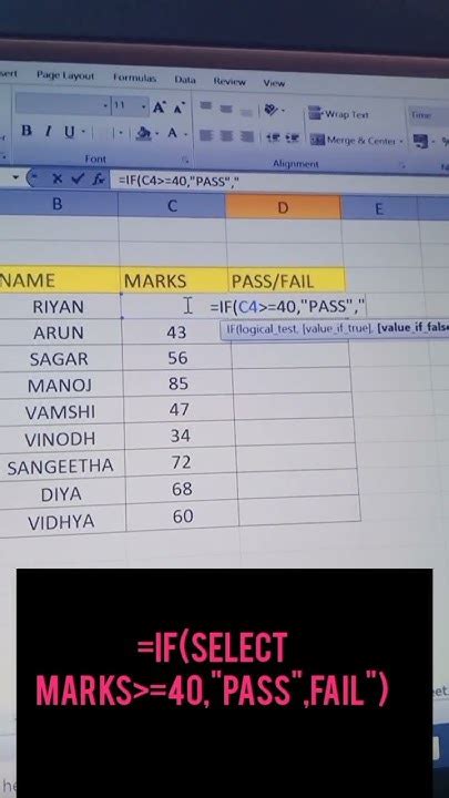 If Formula In Excelexcel Youtubeyoutubeshorts Exceltricksyoutubevideo Exceltipstrending