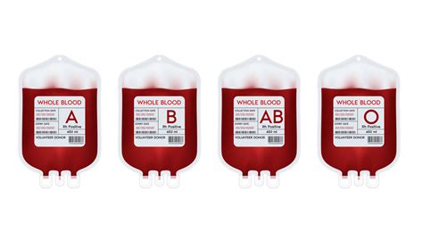 Blood Bag With Label Different Blood Group A B O And Rh System Blood