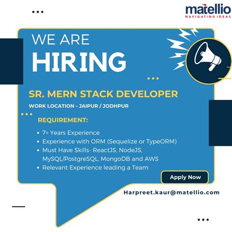 Position Jaipurjobs Jodhpurjobs Mern Mernstack Senioric