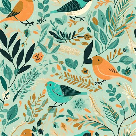 Premium Ai Image Nature Serenade A Calming And Soothing Pattern With Elements Like Birds