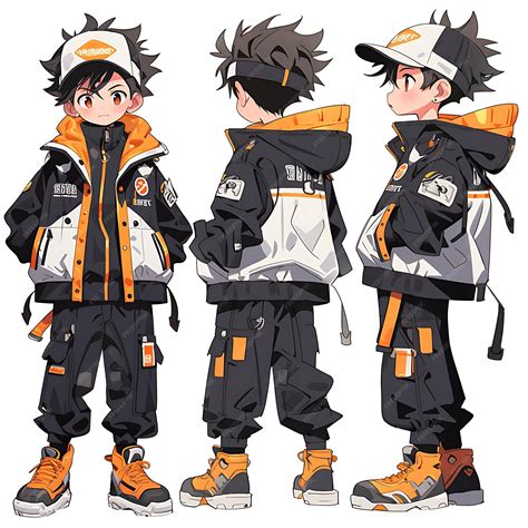 Premium Photo Character Anime Of Male Chibi Kawaii Techwear Fashion
