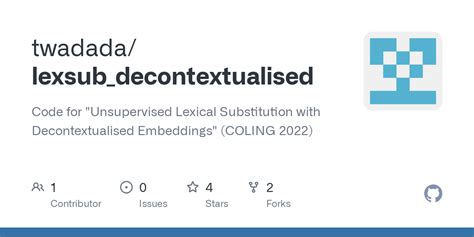 GitHub Twadada Lexsub Decontextualised Code For Unsupervised Lexical Substitution With