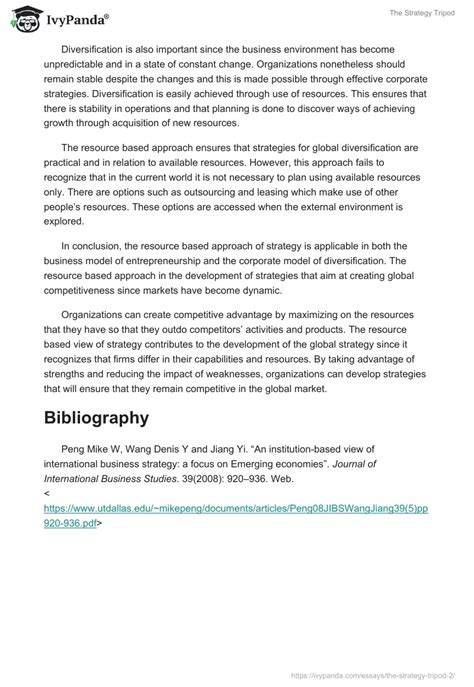 The Strategy Tripod 548 Words Essay Example