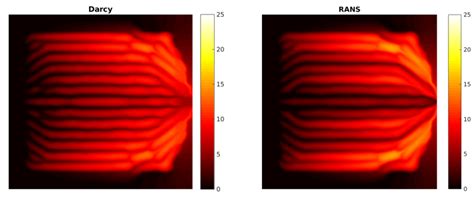 The Temperature Field In • C Computed Using The Darcy And Rans Flow