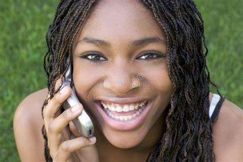 Het Meisje Van De Telefoon Van De Cel Stock Afbeelding Image Of