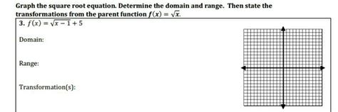 Solved Graph The Square Root Equation Determine The Domain And Range