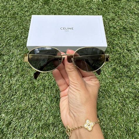 Celine Triomphe 01 Oval Frame Gold Tone Acetate Depop