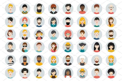 Set Of Circle Persons Avatars Avatar Graphic Illustration Person