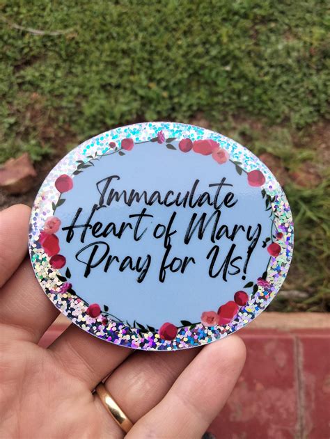 Immaculate Heart Of Mary Glitter Sticker Pray More Inspirational