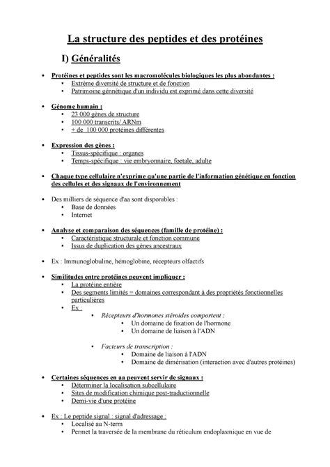 La structure des peptides et des protéines Warning TT undefined