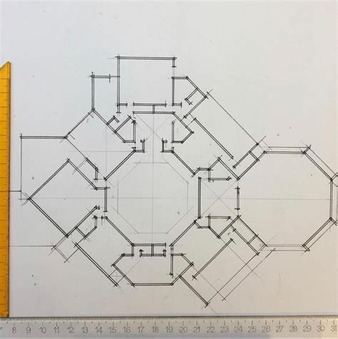 Hexagonal Structure Architecture Drawing Plan