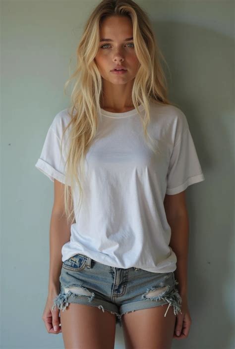 Hot Young White Girl Dark Blonde Hair Blue Eyes Short Wearing Baggy