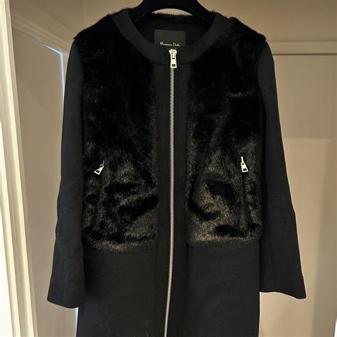 Massimo Dutti Wool And Faux Fur Coat Depop