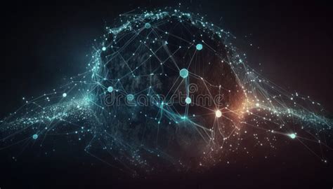 Digital Cyberspace With Particles And Digital Data Network Connections Concept Stock