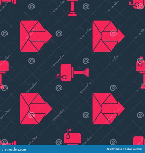 Set Outgoing Mail And Mail Box On Seamless Pattern Vector Stock