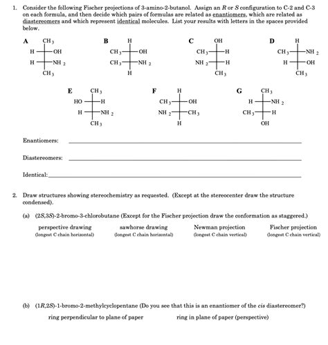 Solved 1 Consider The Following Fischer Projections Of
