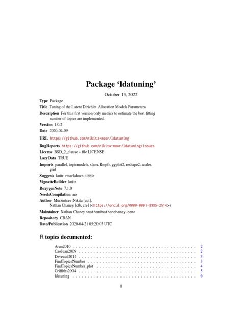 26 Ldatuning Tuning Of The Latent Dirichlet Allocation Models