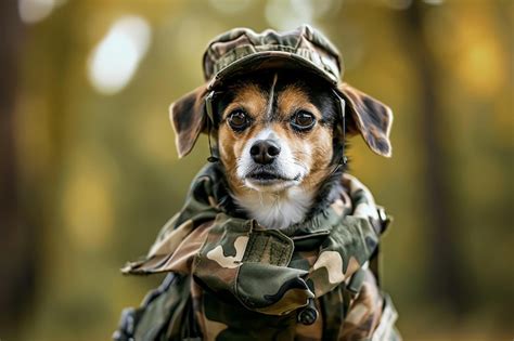 Premium Photo Cute Dog Wearing Army Uniform
