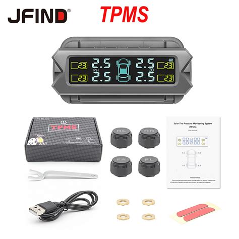Tpms With Color Screen Tire Pressure Monitor System Solar Led Display Car Tpms Tyre Solar