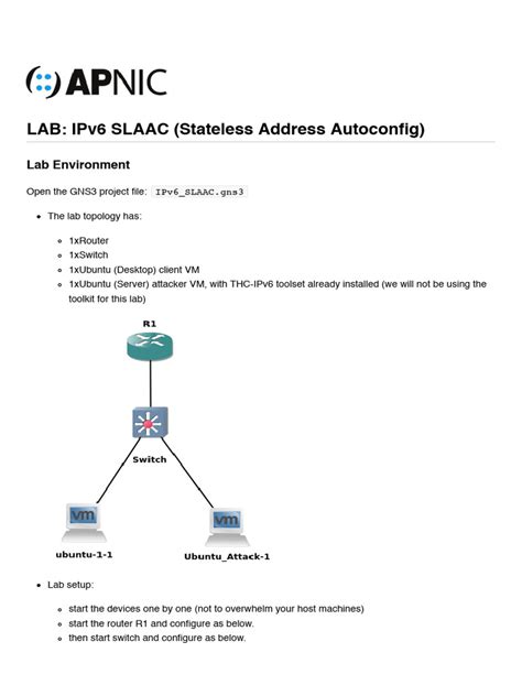 Ipv6 Slaac Lab Pdf I Pv6 Ip Address