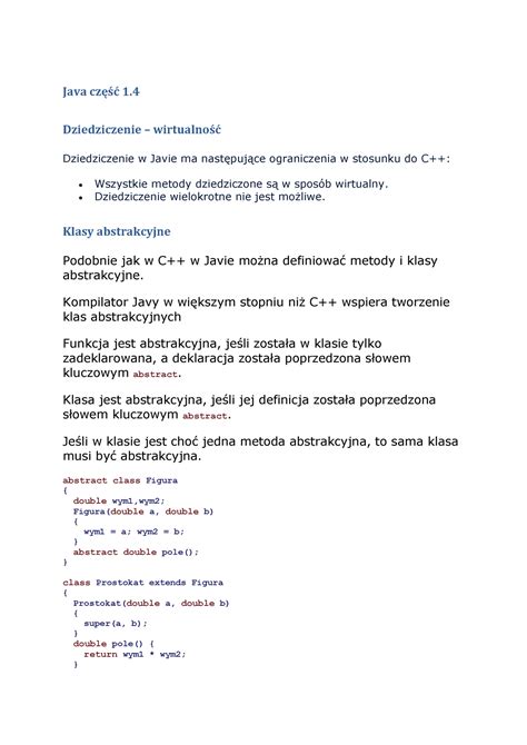 Programowanie W Języku Java Notatki Z Wykładu Java Część 1