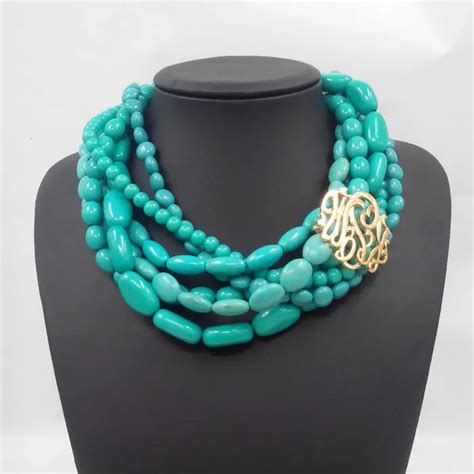 New Design Multilayer Stone Necklace Women Statement Choker Turquoise