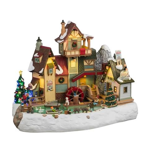 Lemax The Rocky River Grist Mill Animated With Lights Sound And Motion