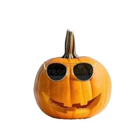 Halloween Pumpkin Wearing Sunglasses On White Background Stock Image