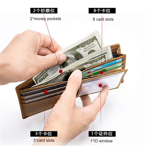 Custom Bifold Leather Wallet Rfid Blocking Genuine Leather Wallet Men S