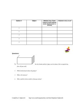 Awesome Volume Lab By The Science Source Teachers Pay Teachers