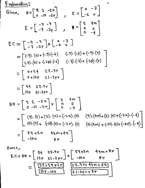 [solved] use the matrices b c e and h given below to compute the