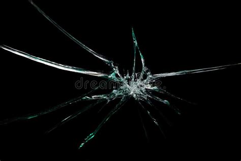 Crack On A Broken Glass Close Up On A Black Background Stock Image
