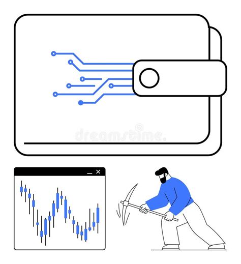 Digital Wallet With Circuitry Stock Market Chart And Miner Holding