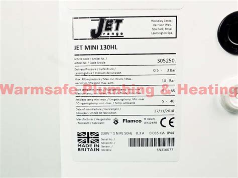 Jet M130hl Mini Pressurisation Unit