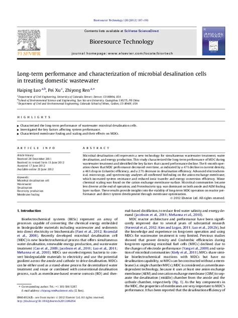 Pdf Long Term Performance And Characterization Of Microbial