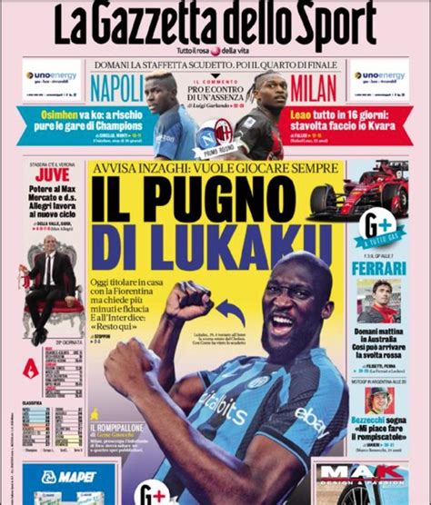 Prima Pagina Gazzetta Osimhen A Rischio Pure Le Gare Champions