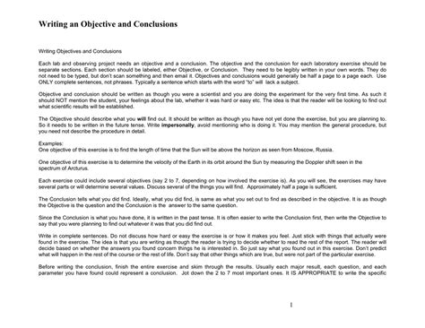 Writing An Objective And Conclusions