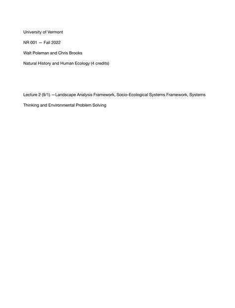 Solution Lecture 2 91 Landscape Analysis Framework Socio Ecological