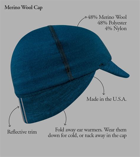 Merino Wool Cap Thermal Insulated Wool Made In Usa
