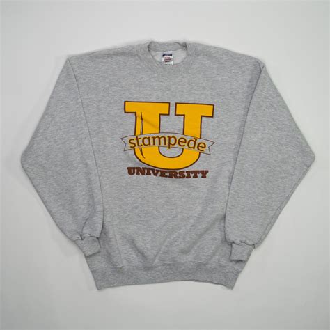 Vintage 90s Grey Stampede University Crewneck M Rebalance Vintage