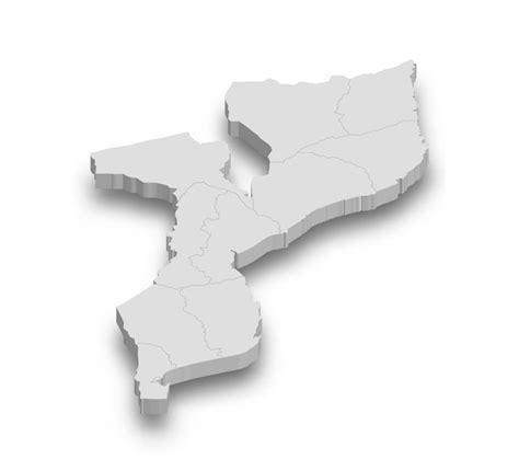 3d Mapa Branco De Moçambique Com Regiões Isoladas Vetor Premium