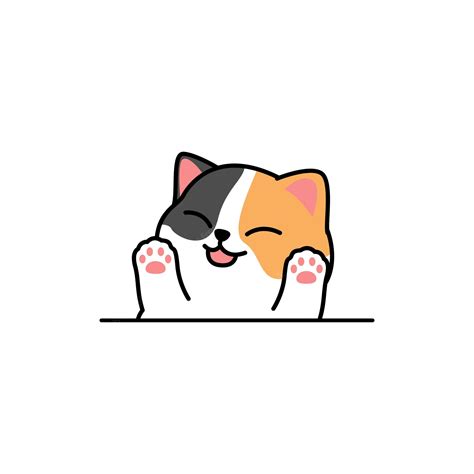 행복 한 3 색 고양이 만화 벡터 일러스트 레이 션 프리미엄 벡터