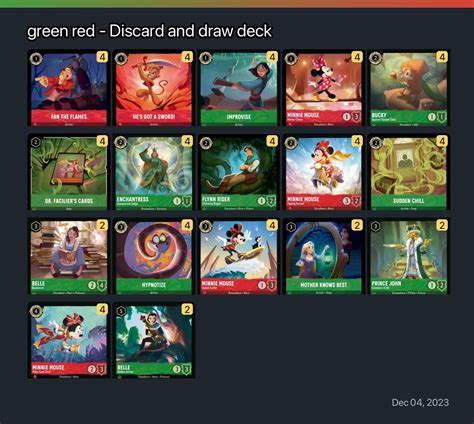 Green Red Discard And Draw Deck Lorcana Deck Disney Lorcana