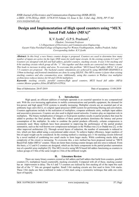 Design And Implementation Of High Speed Counters Using “mux Based Full
