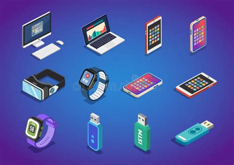 digital devices and gadgets isometric icons vector isometric