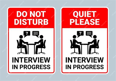 Interview In Progress Sign Collection Premium Vector