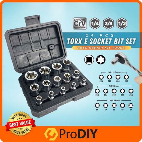 14 Pcs Torx E Socket Bit Set Torx Socket Set Rachet Set Steel Repair