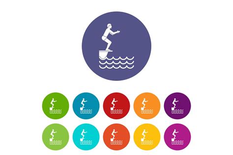 man standing on springboard set icons graphic by ylivdesign · creative